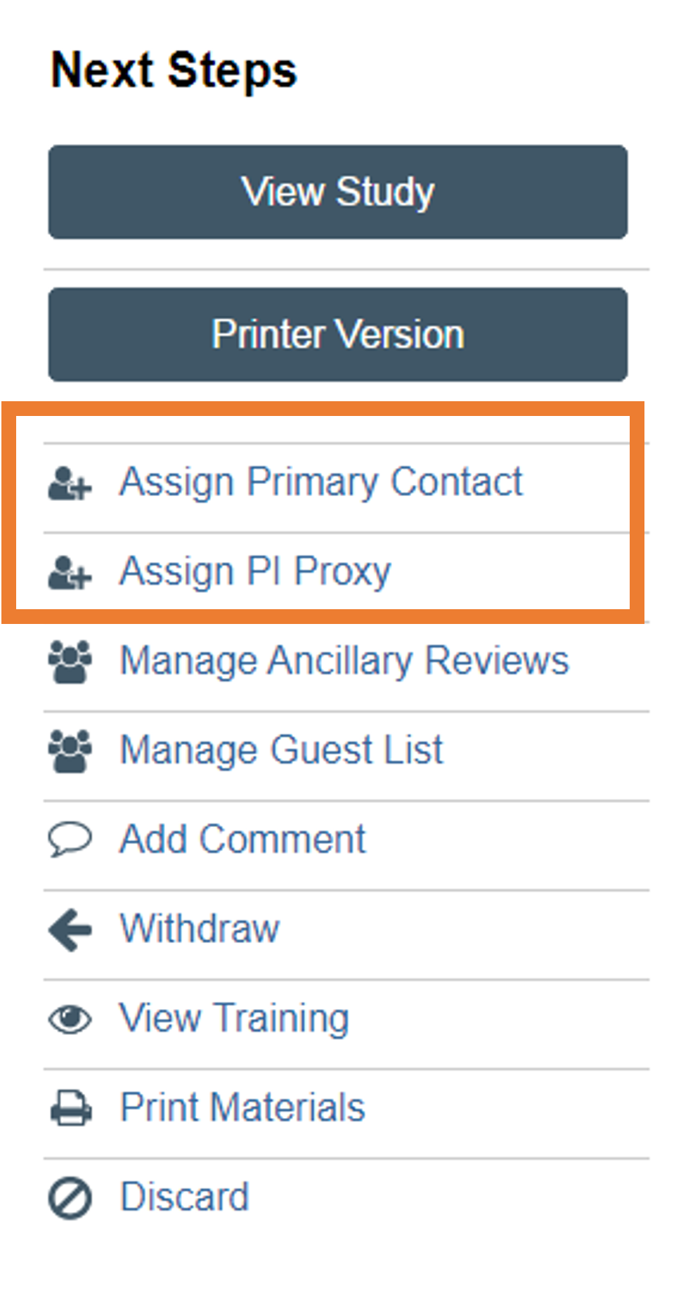 Assign a PI Proxy or Primary Contact - Research Support