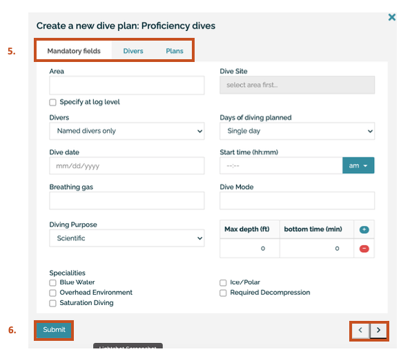 Adding a Dive Plan - Research Support