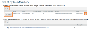 Modifications to Study Team Members - Research Support