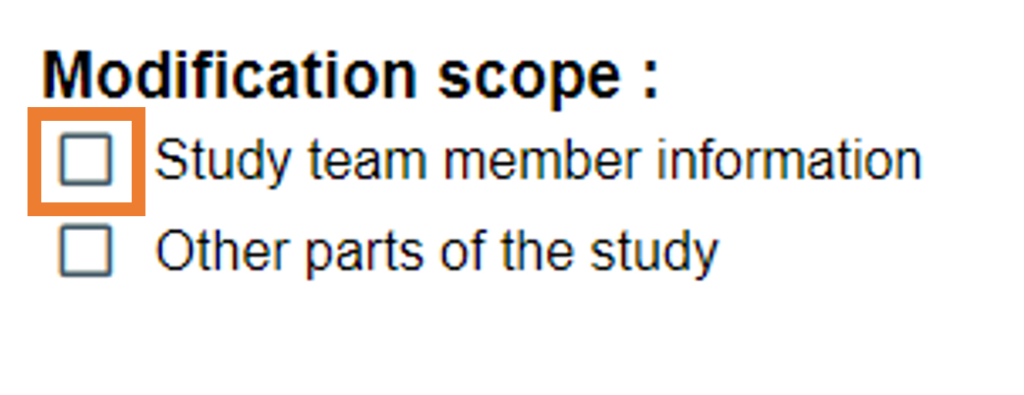 Modifications to Study Team Members - Research Support